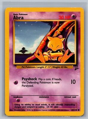 Pokemon TCG Abra #65/130 Common CCG Base Set 2 | eBay