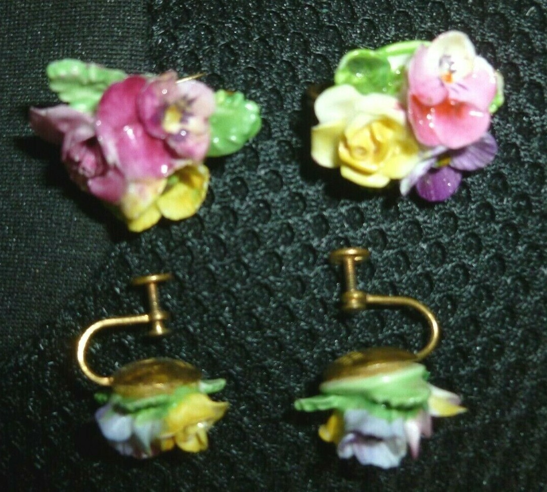 Vintage Crown Staffs England 4 Piece Flower Jewelry S… - Gem