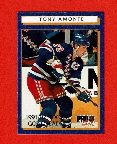 1992-93 Pro Set ROOKIE GOAL LEADERS insert # 1 Tony Amonte NEW YORK ...