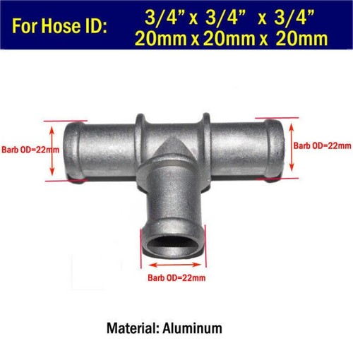 Tee T Coolant Heater 3/4" in 19mm Aluminum Water Hose Fitting Connector ...