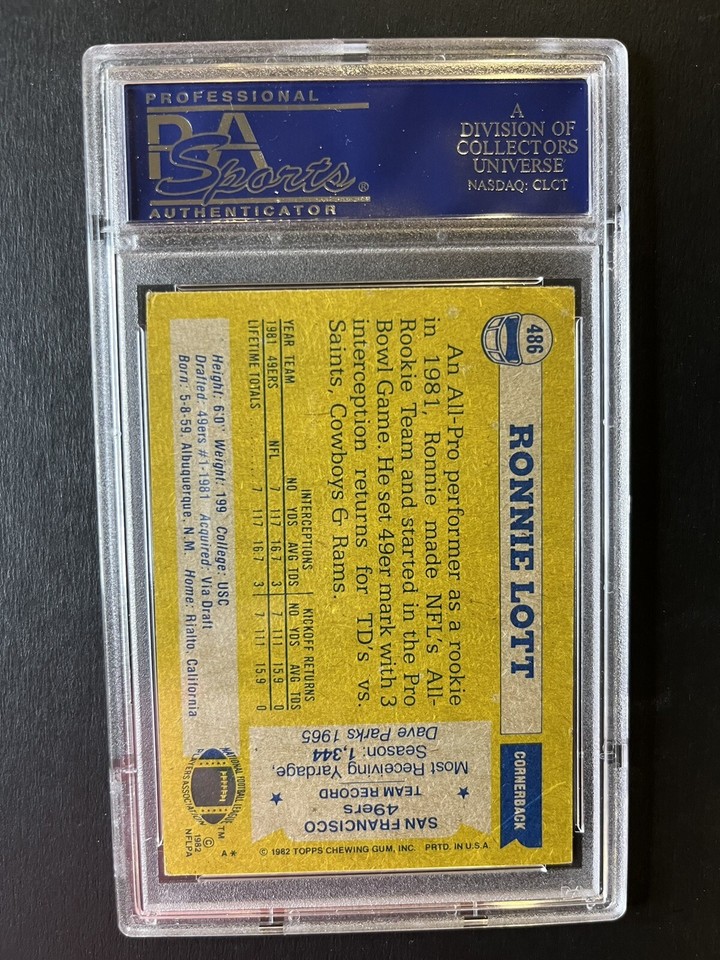 Ronnie Lott Signed Rookie 1982 Topps #486 San Fransisco 49ers PSA/DNA ...