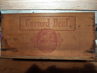 Swift's Corned Beef Wooden Box Crate Product Of Uruguay For Swift & Co ...
