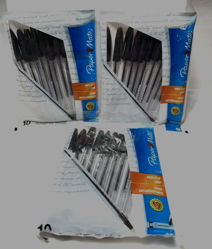 3 Pkg Paper Mate Anti-Slip Grip Ballpoint Pens Medium Point 1.2mm Black ...