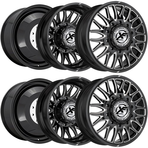 Set of 6-24" Inch XF Off-Road XF-240 Dually 10x225 Black/Milled Wheels ...