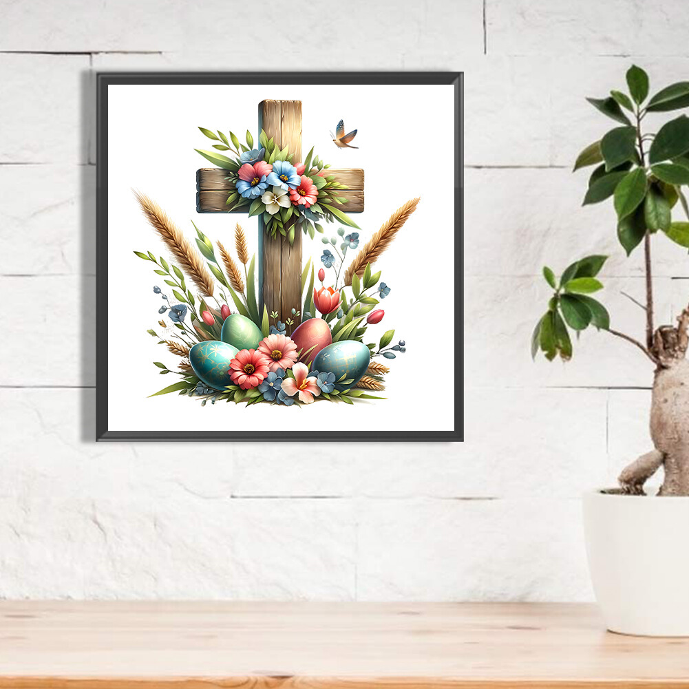 5D DIY Full Square Drill Diamond Painting Easter Cross Kit Decor Art ...