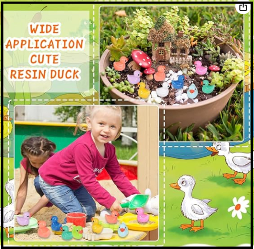 200Pcs Tiny Ducks 10 Colors Little Duck Figures Mini Resin Ducks ...