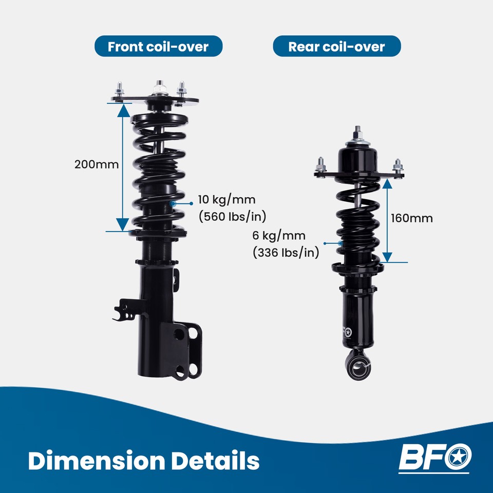 BFO Coilovers Shock Absorber Lowering Kit For Toyota Corolla 2009-2017 ...