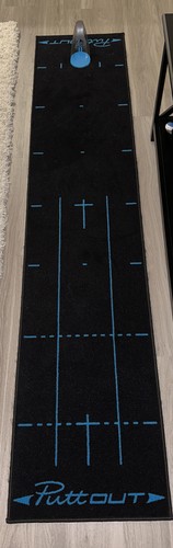 PuttOUT Medium Putting Mat -Black/Blue - With Pressure Putt Trainer MAKE OFFERS | eBay