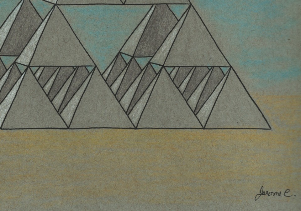 geometric abstract 3d drawing Pyramids art Ink pastel Jerome Cadd stack ...
