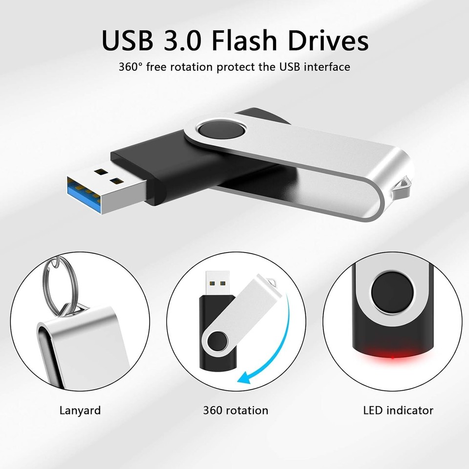 16 GB USB 3.0 Flash Drive, Thumb Drive Keychain Jump Drive Swivel ...