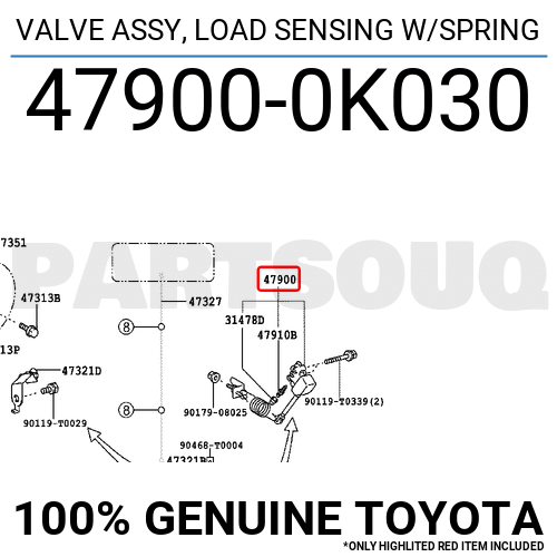 479000K030 Genuine Toyota VALVE ASSY, LOAD SENSING W/SPRING 47900-0K030 ...