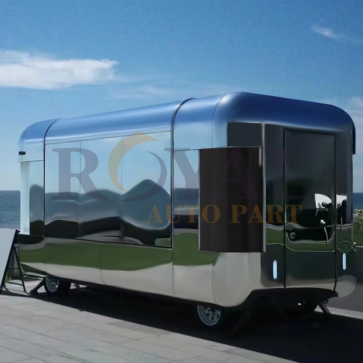 Curved Stainless Steel Customized Enclosed Mobile Concession Food ...
