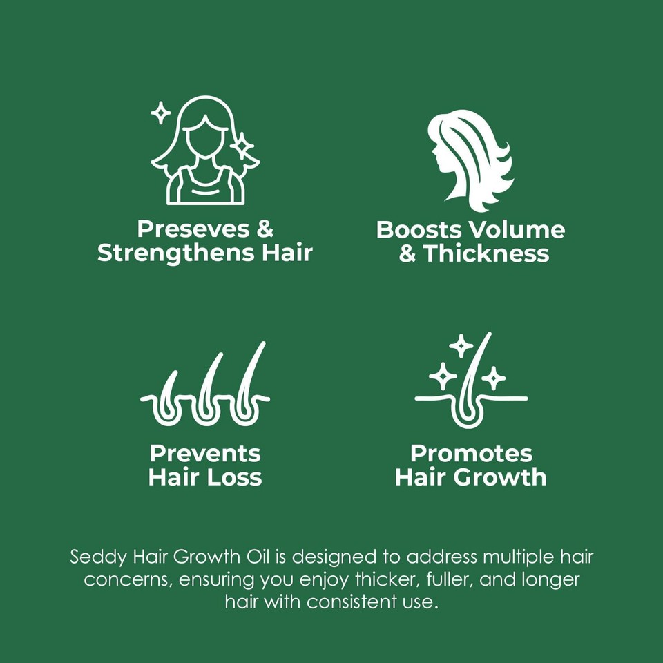 Seddy Hair Growth & Strengthening Oil with Caffeine, Rosemary, Castor ...