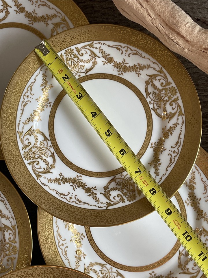 Charles Ahrenfeldt Limoges Gilt Encrusted Hand-Painted Salad Plates Set ...