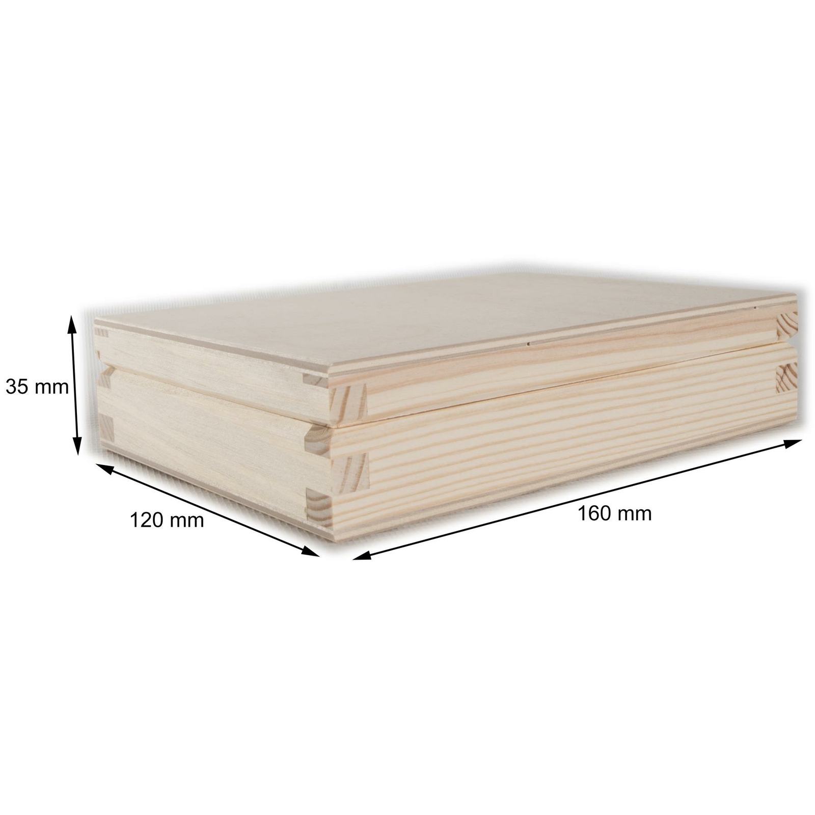 Shallow Flat Plain Pine Wooden Keepsake Box 16x12x3.5 cm / Decorative ...