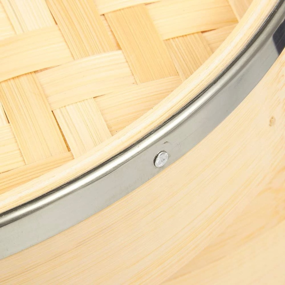2 Tier Bamboo Steamer Basket 10 Inch for Dim Sum Bao Bun Dumpling ...