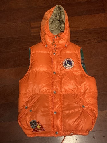 Vintage Polo Ralph Lauren RLPC SKI CLUB puffer Down Vest Orange Small | eBay
