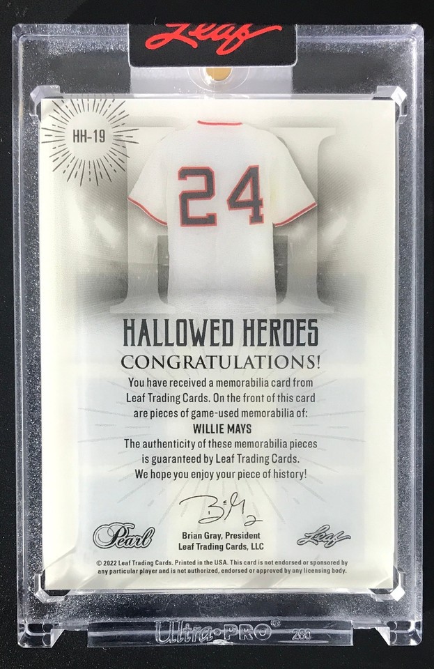 2022 Leaf Pearl Hallowed Heroes Spectrum Silver Relic Willie Mays ...