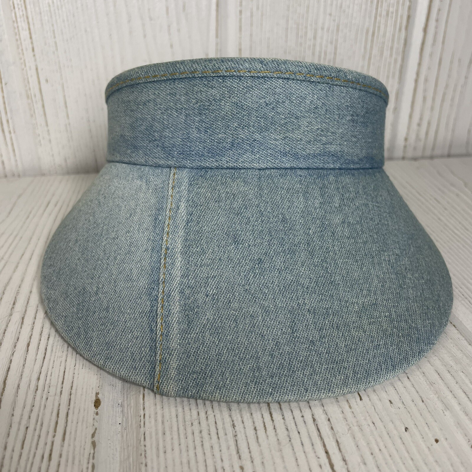 Vintage Denim Visor 1980’s Medium Wash Terry Cloth Li… - Gem