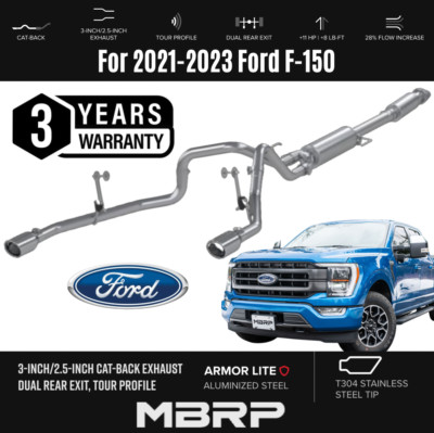 MBRP 3/ 2.5'' Cat-Back AL Dual Rear Exit Exhaust w/SS Tip For 21 - 23 ...