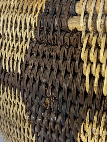 LARGE Indonesian IFUGAO Lidded Rattan RICE STORAGE BASKET with Lizards ...
