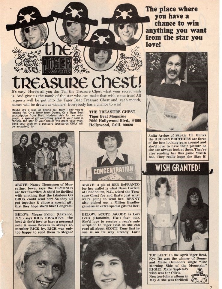 Tony DeFranco pinup Mark Hudson Rick Joswick Scott Jacoby clippings ...