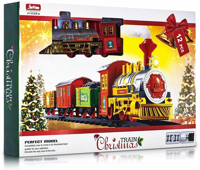 Christmas Toy Train Express Holiday Festive Set Track Light and Sound ...