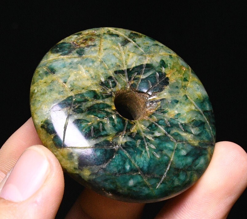 5CM Old Chinese Dynasty Natural Jade Feng Shui YuBi Yu Bi Ping buckle ...