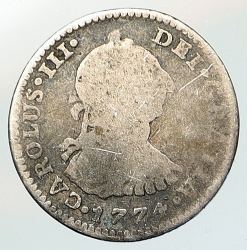 1774 MEXICO under Spain King CHARLES III Antique Silver 1 Real Coin ...