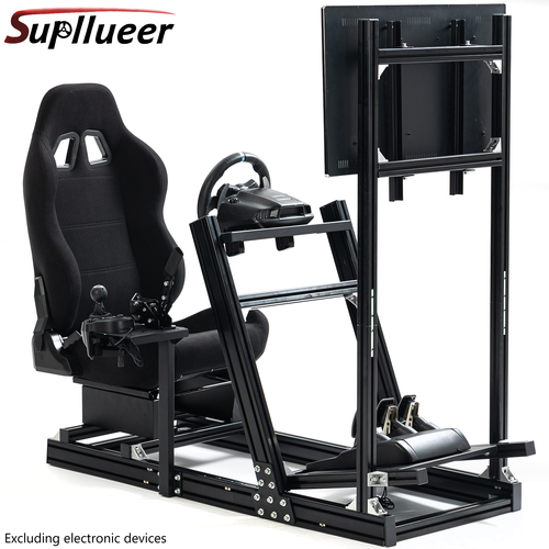 Supllueer Aluminum Racing Sim Cockpit With TV Stand & Seat Fit Logitech ...