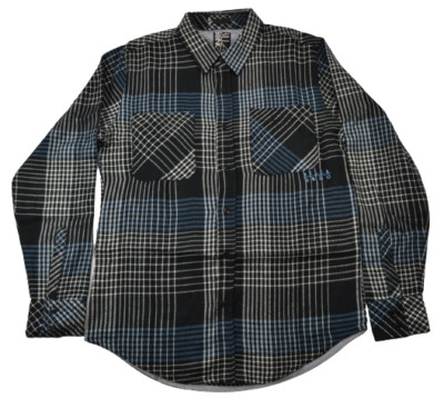 Billabong Grinder Black White Blue Plaid Men's Long Sleeve Flannel | eBay