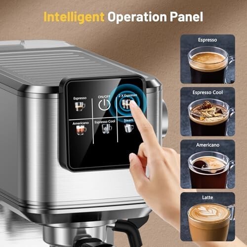 20Bar Espresso Machine, Hot & Iced Coffee, Steam Wand, Touch Screen ...