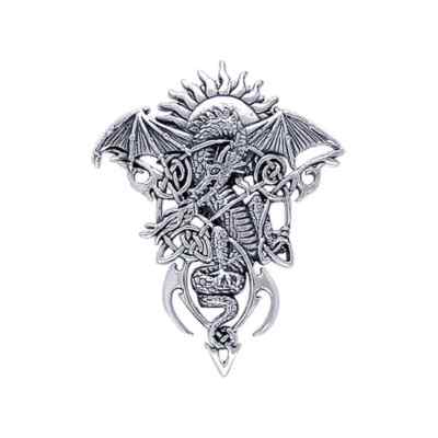 Noble Fire Dragon Sun 925 Sterling Silver Pendant Fine Mystical Jewelry ...