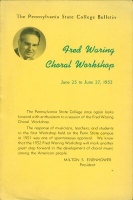 1952 Penn State College Bulletin Fred Waring Choral Workshop Brochure ...