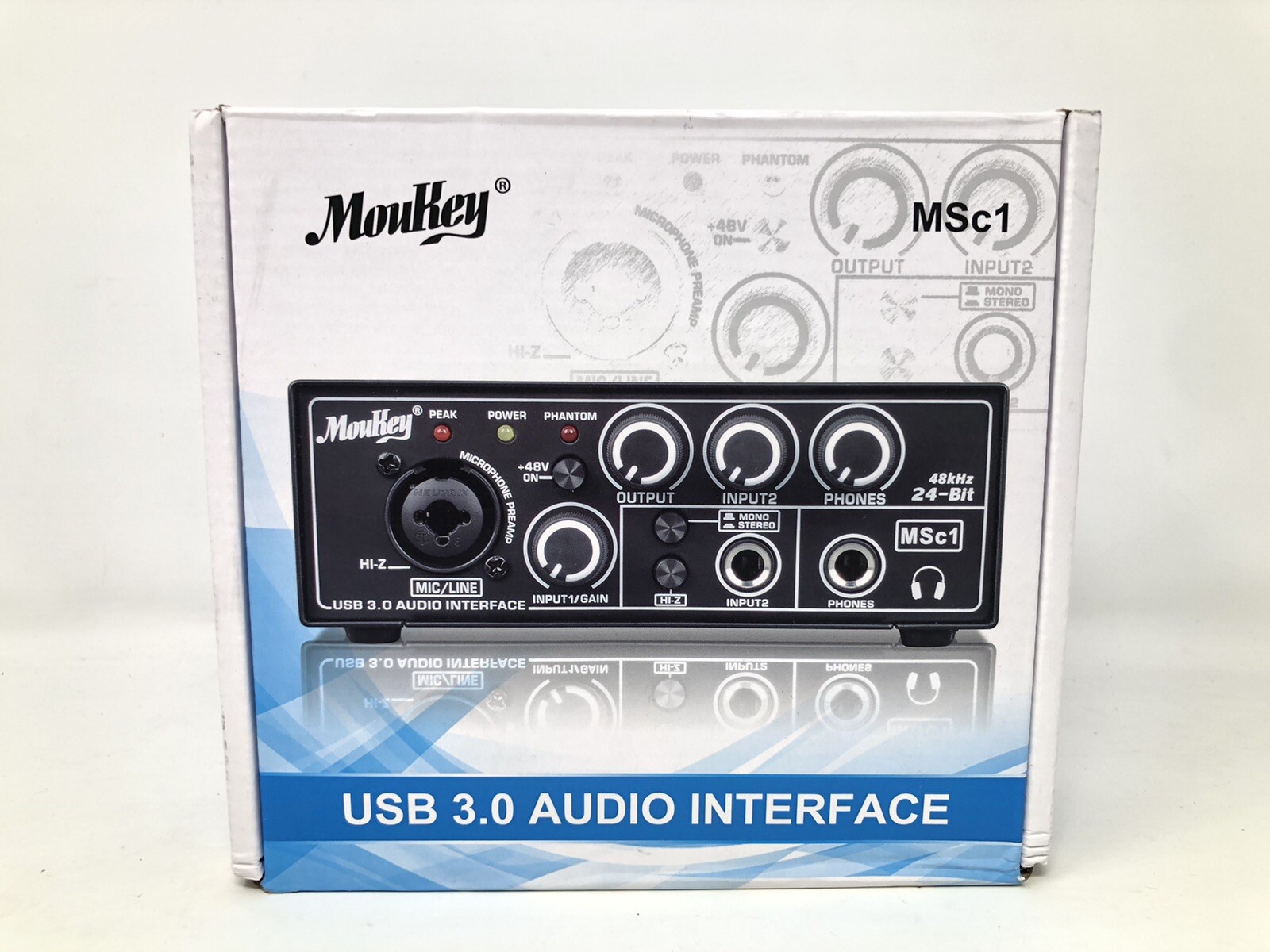 Moukey USB 3.0 Audio Interface, Microphone Preamps with 48V Phantom ...
