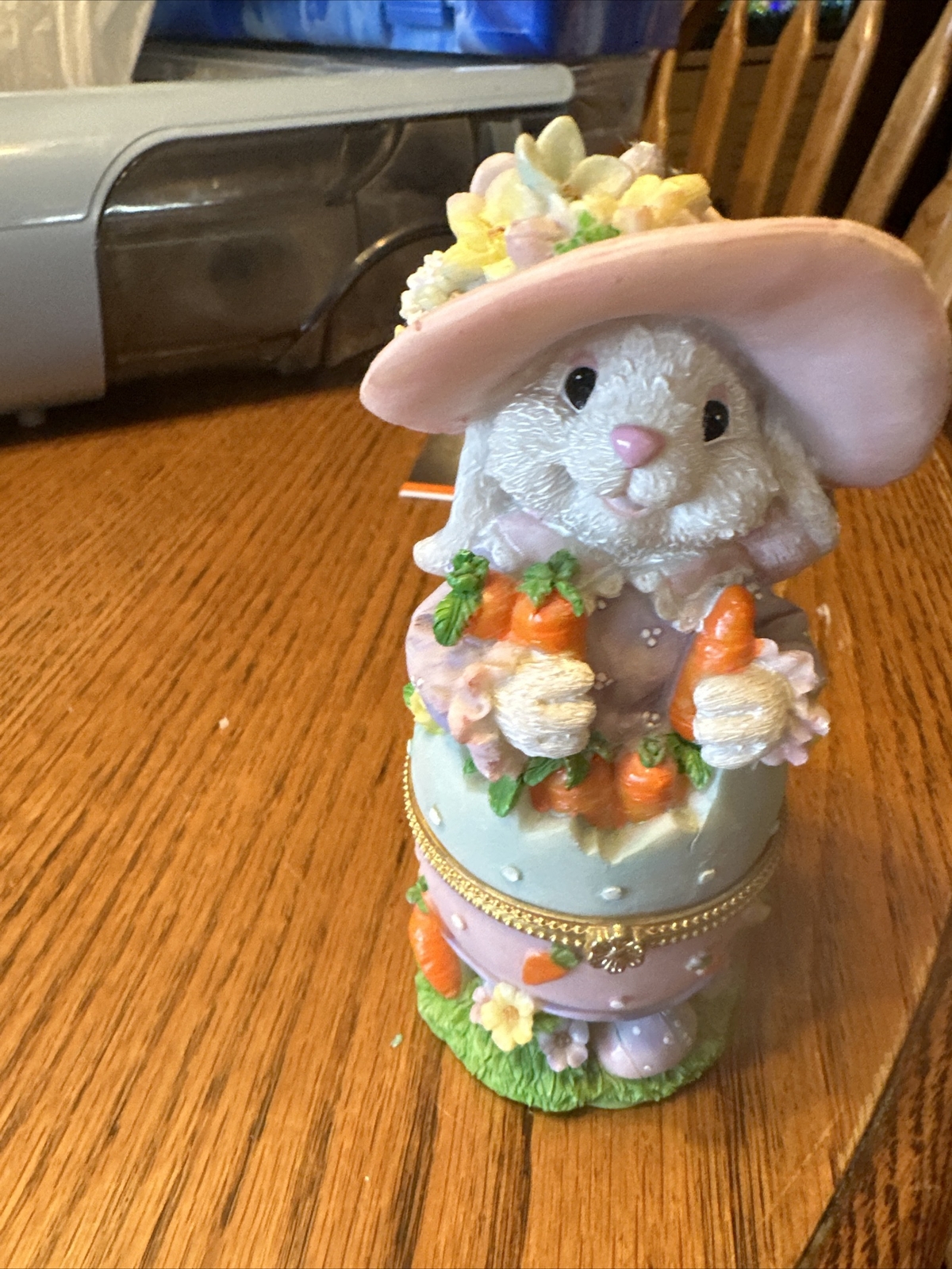 easter bunny colorful trinket box 4 in tall hinged Joelson Industries ...