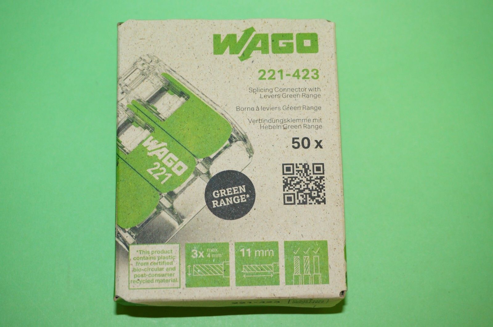 WAGO Green Range Klemmen mit Hebel 4mm² 221-422, 221-423 o. 221-425 ...