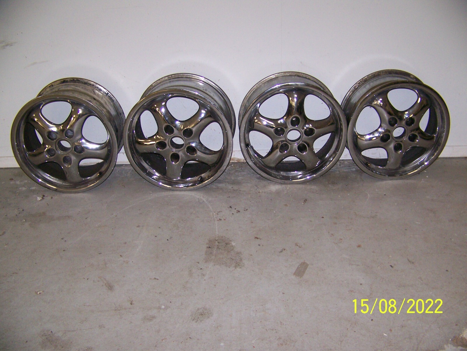 Porsche 911/993 chrome rims, two 9 inch rear and two 7 inch front ,some ...