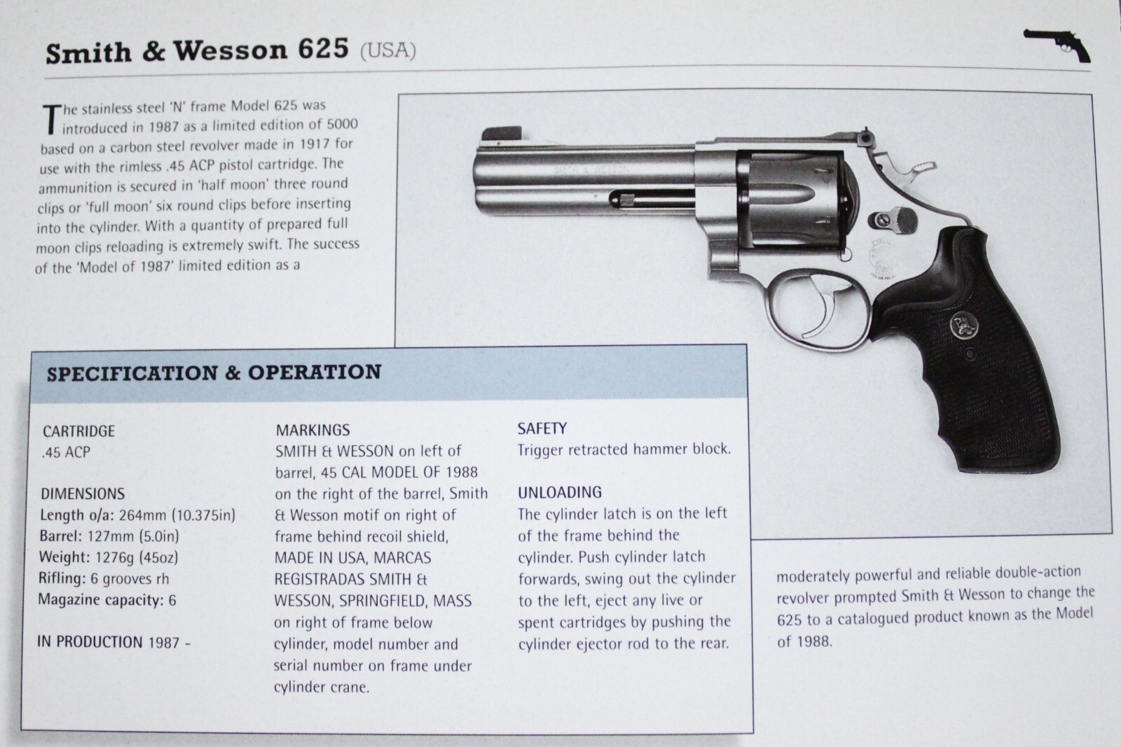 Smith & Wesson 625 Revolver Gun Pistol Picture Out of Print Handgun ...
