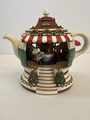 House Of Lloyd Christmas Holiday Hideaway 7" Musical Teapot Mice Light ...