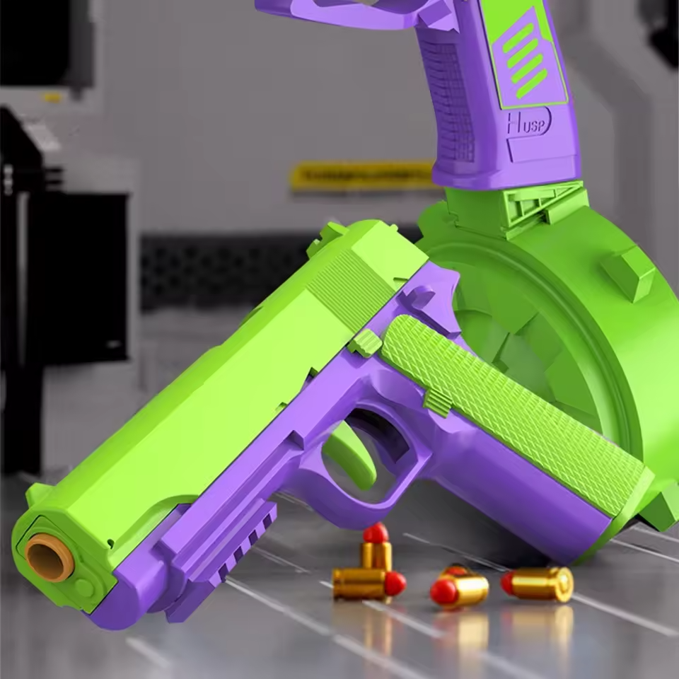 Carbine Toy Gun Shell Ejection Soft Bullet Blaster Automatic Drum Mag ...