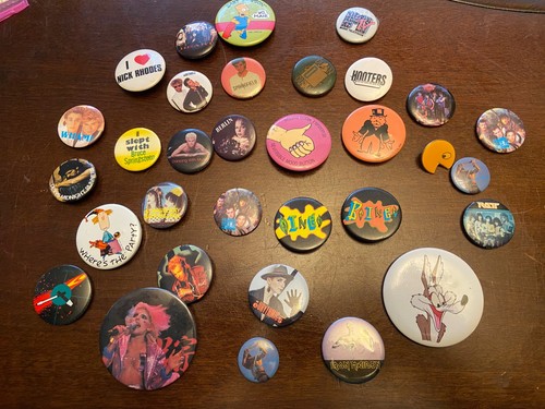 VTG Lot 80’s Bands Pin Buttons Rock Music Rick Springfield Duran Iron ...
