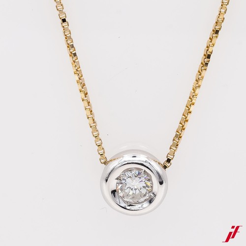 Necklace with Pendant Runner 585/14K Yellow Gold White Gold Diamond 0 ...