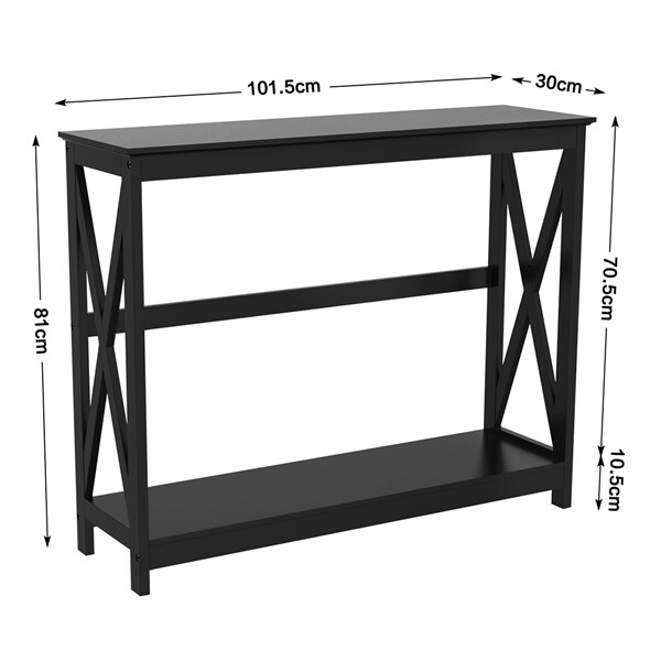 Slim Console Table X-Shape Side Table Storage Shelve Multi-tier ...