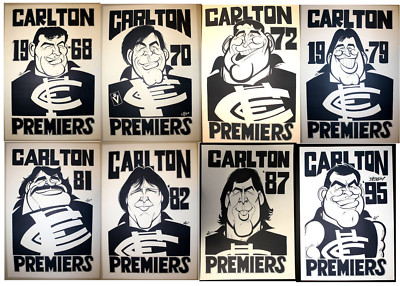 1968 - 1995 Carlton Premiers Weg posters X 8 Premiership Blues poster ...