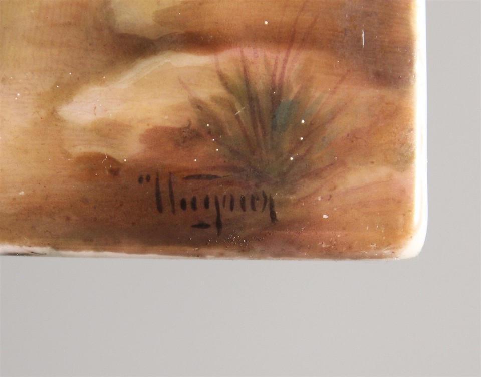 Antique Signed WAGNER German Porcelain Painting Plaque Young Children ...