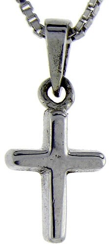 925 Sterling Silver Small Rounded Edge Cross Pendant 5/8 Inch (16mm ...