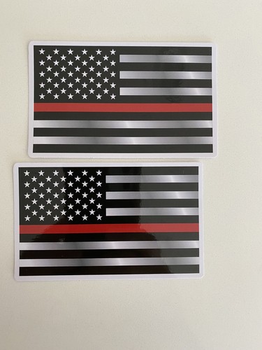 American Flag Thin Red Line USA Flag FIREFIGHTER STICKER FIRE DEPT ...