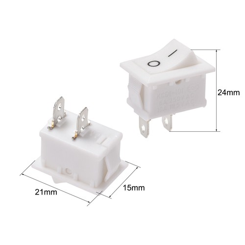Mini Boat Rocker Switch White Toggle Switch ON/OFF AC 250V/6A 125V/10A ...