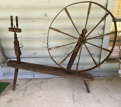 Antique Vintage Primitive Wooden Late 1800’s Great Wheel Spinning Wheel ...